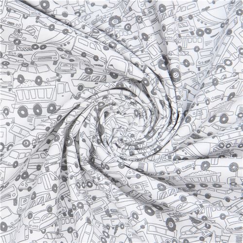 white construction vehicle and car fabric by Dear Stella - modeS4u