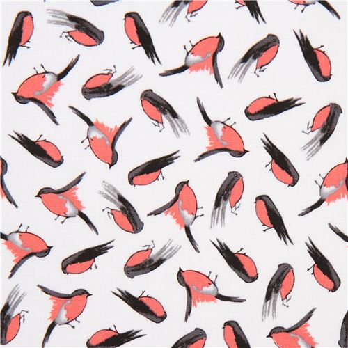 white cute small bird animal Michael Miller fabric Fabric by Michael ...