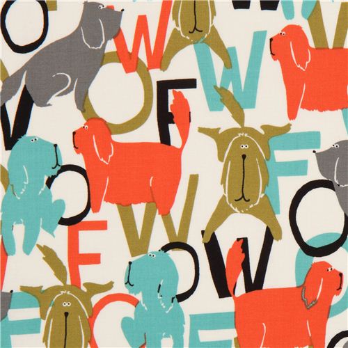 white dog animal fabric Michael Miller Woof Fabric by Michael Miller ...