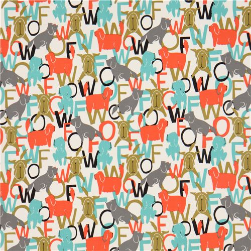 white dog animal fabric Michael Miller Woof Fabric by Michael Miller ...