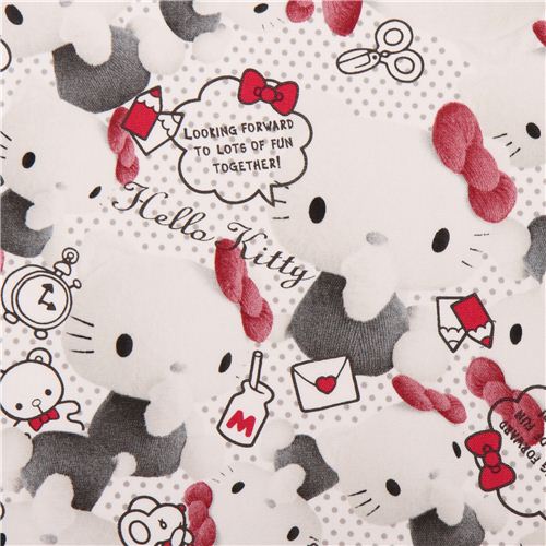 white dotted realistic Hello Kitty oxford fabric by Sanrio from Japan ...