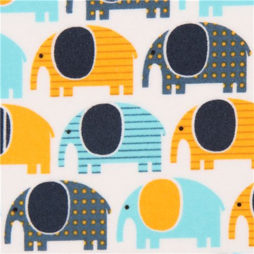 white elephant animal flannel fabric blue Robert Kaufman Fabric by ...
