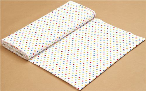 white fabric with colourful polka dots by Robert Kaufman Fabric by ...