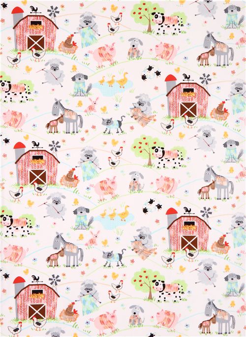 white knitting sheep farm animals Timeless Treasures fabric USA Fabric ...