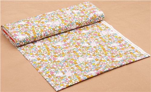 white pastel Hello Kitty Smile oxford fabric garden flower by Sanrio ...