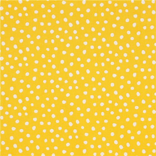 white polka dots on sunny yellow cotton fabric by Robert Kaufman Fabric ...