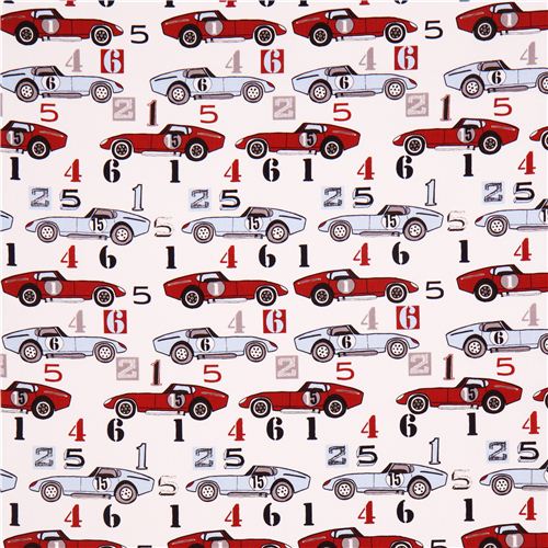 white retro racing car fabric Riley Blake Speedster Fabric by Riley ...