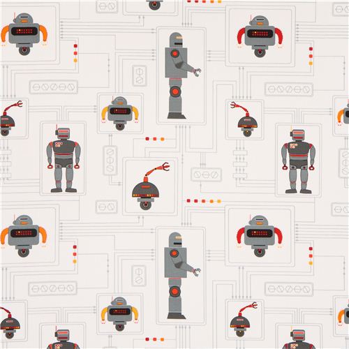 white robot fabric for boys by Timeless Treasures Fabric by Timeless ...