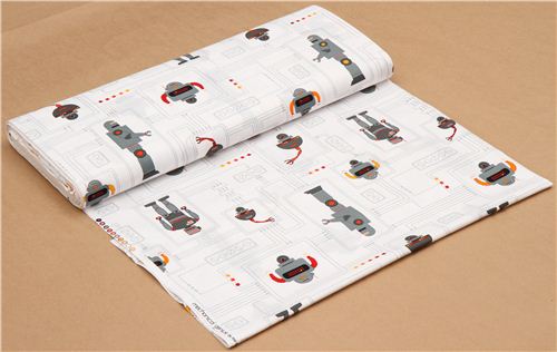 white robot fabric for boys by Timeless Treasures Fabric by Timeless ...