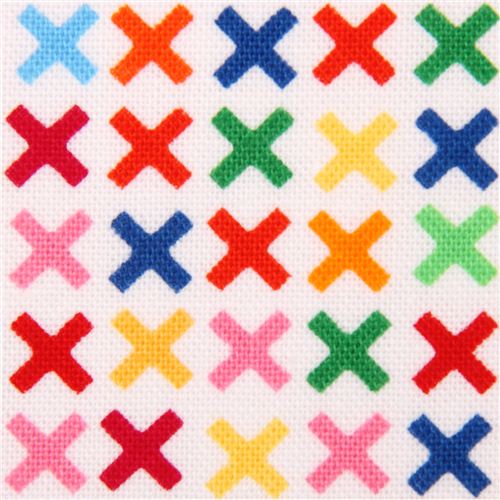 white saltire X cross fabric 'Rainbow Remix' Bright Robert Kaufman ...