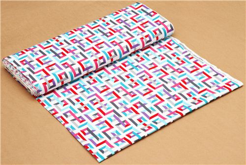 white square pattern fabric grey pink by Robert Kaufman Fabric by ...