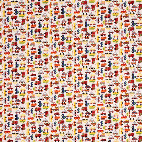 white vehicle car fabric for boys by Kokka from Japan Fabric by Kokka ...