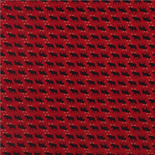wine red Mini Moose elk animal fabric by Timeless Treasures Fabric by ...