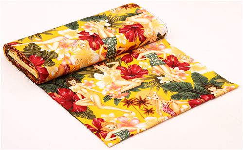 Yellow Island Girls Pin Up Women Fabric Alexander Henry Fabric By Alexander Henry Modes4u