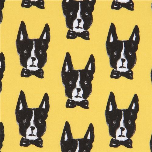 yellow Robert Kaufman fabric dog animal Woof Fabric by Robert Kaufman ...