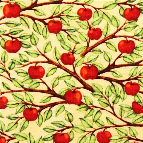 yellow apple tree flower fabric by Debi Hron USA Fabric by Japanese ...