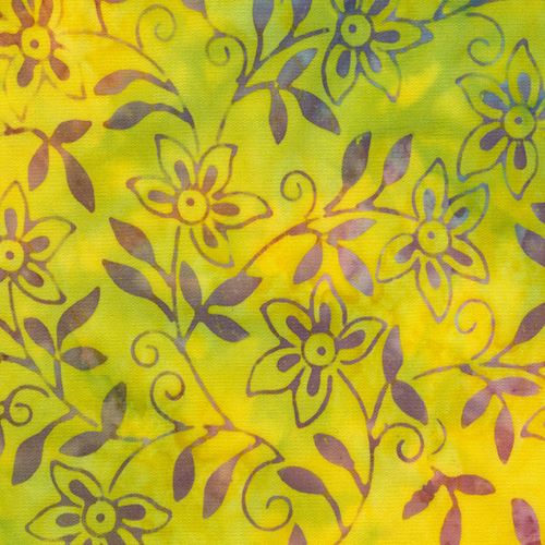 yellow batik colorful flower design fabric by Timeless Treasures Fabric ...