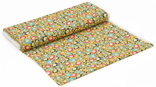 tessuto giallo cotone dischi colorati vinili grammofoni - modeS4u