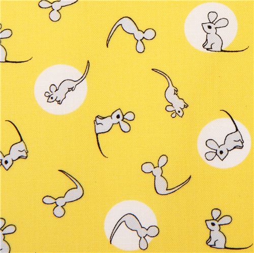 yellow mouse Cloud 9 animal organic fabric Mouse Fabric by Cloud 9 ...