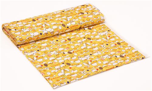 yellow-orange Gudetama egg yoke colorful dot oxford fabric Fabric by ...