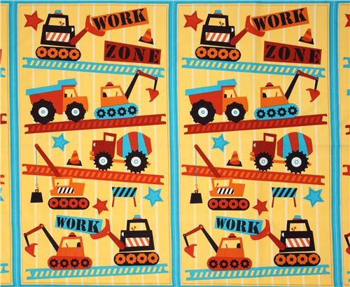 yellow panel constuction vehicle fabric Timeless Treasures Fabric by ...