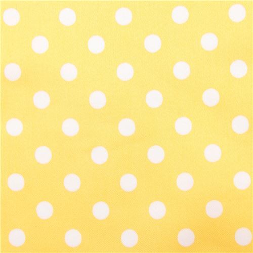 Yellow With White Polka Dot Polyester Satin Fabric By Kokka Japan Modes4u